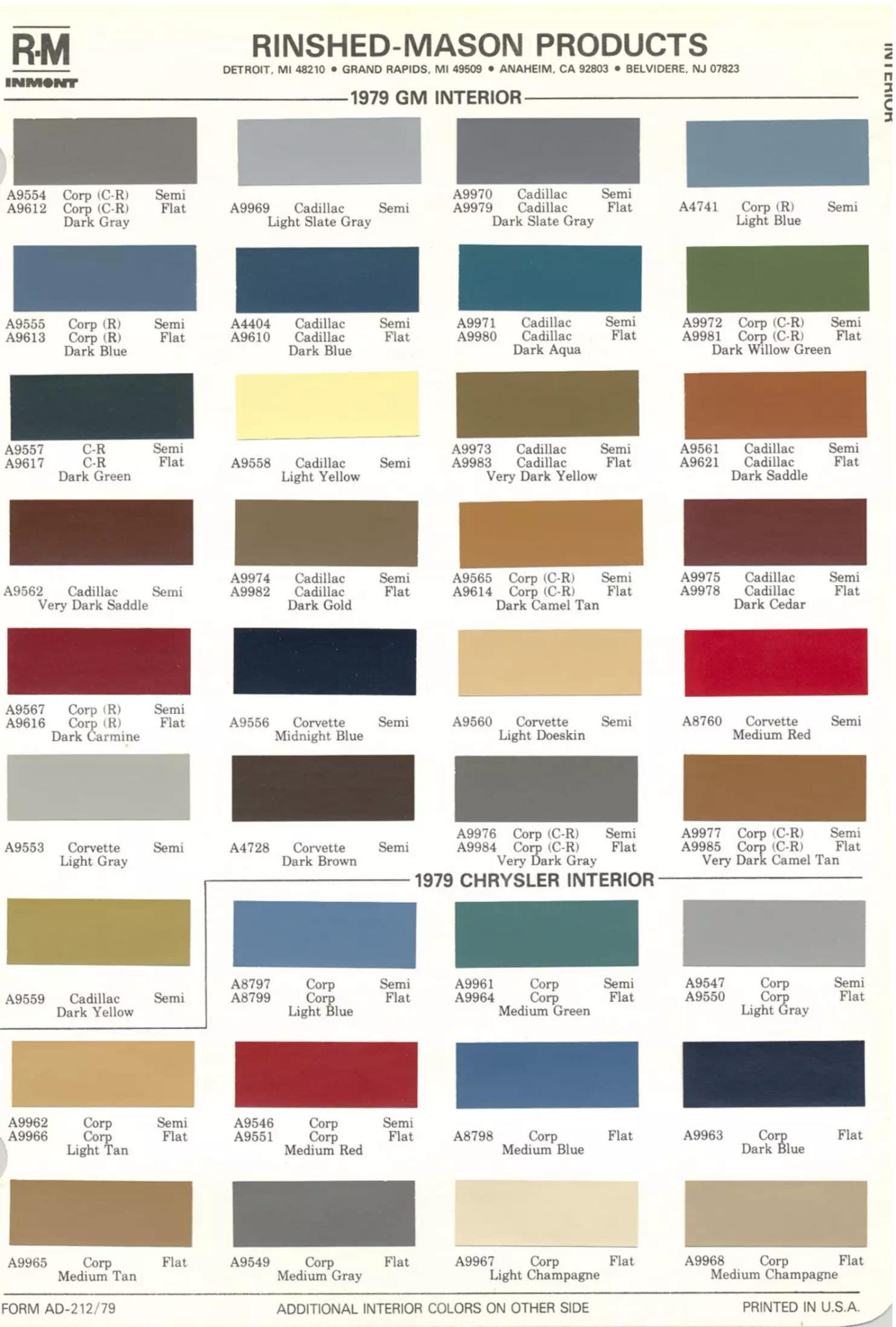 1970 To 1979 GM Paint Codes And Color Charts