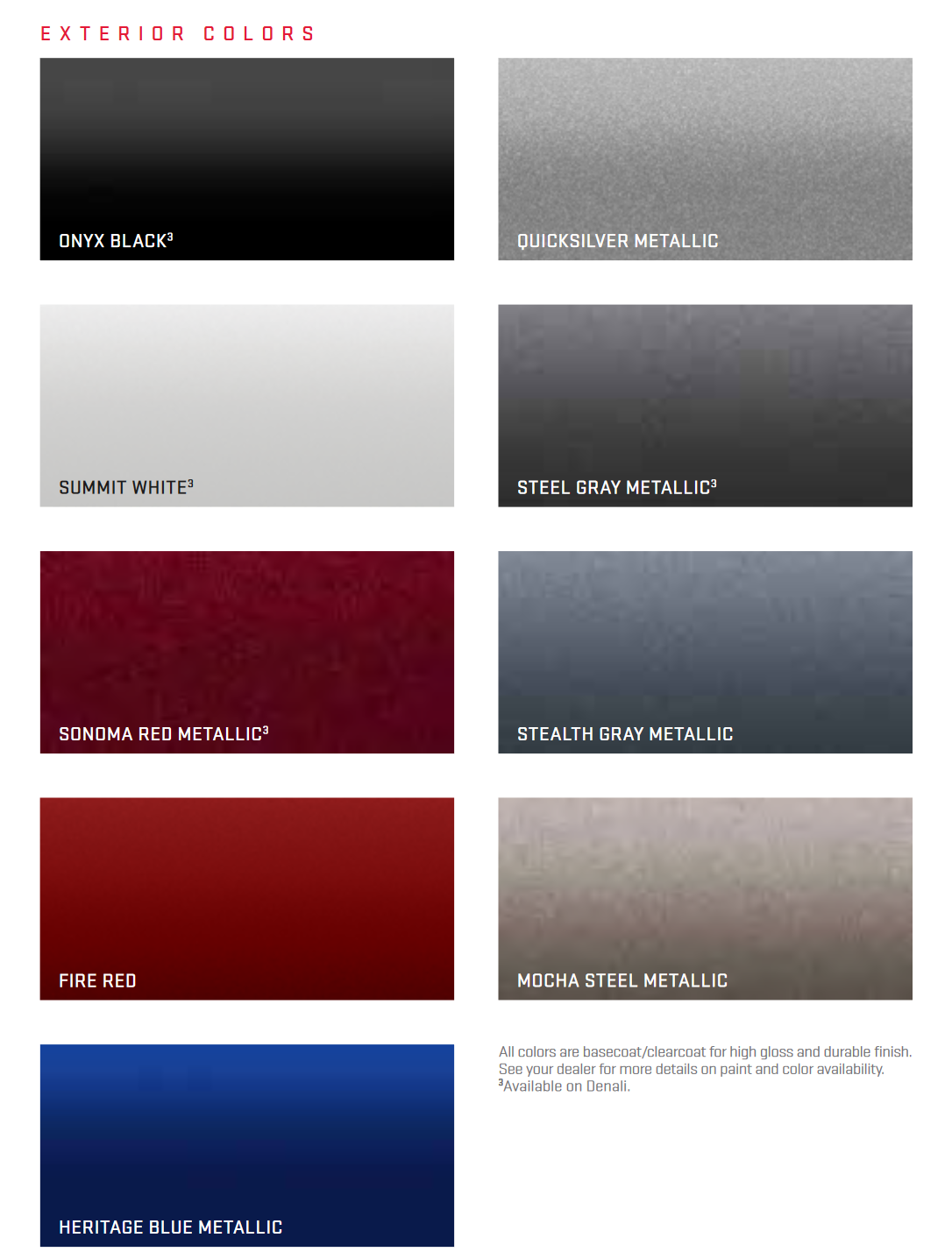 GMC Paint Codes Color Charts GMC Paint Codes Color Charts