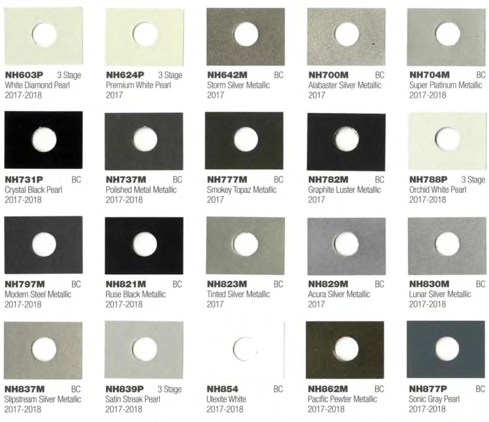 Honda Color Code Chart