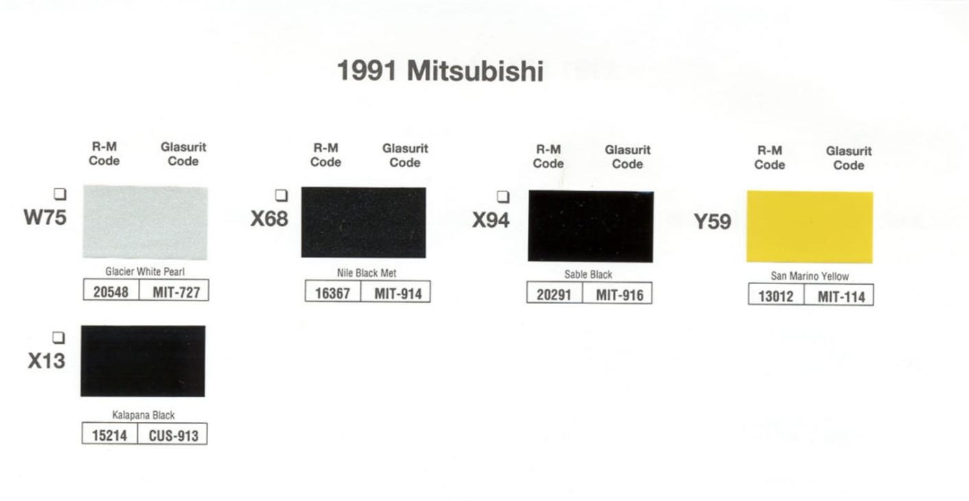 Mitsubishi Paint Codes & Color Charts