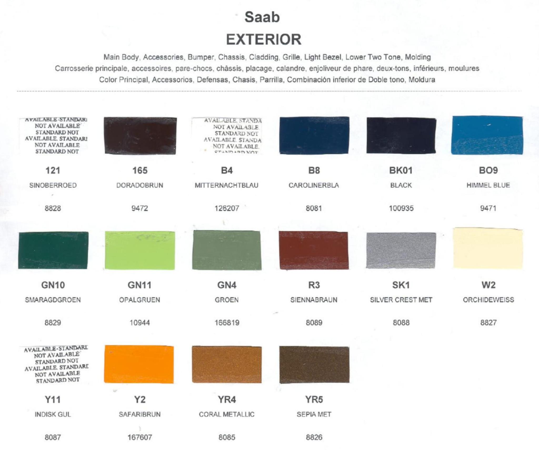 Saab Paint Codes & Color Charts