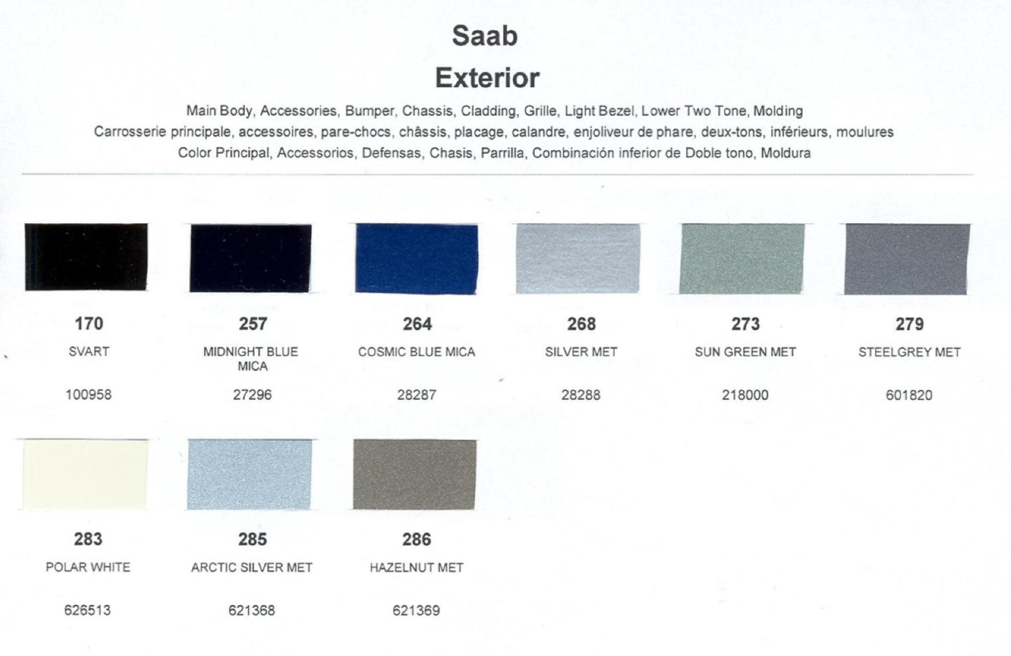 Saab Paint Codes & Color Charts
