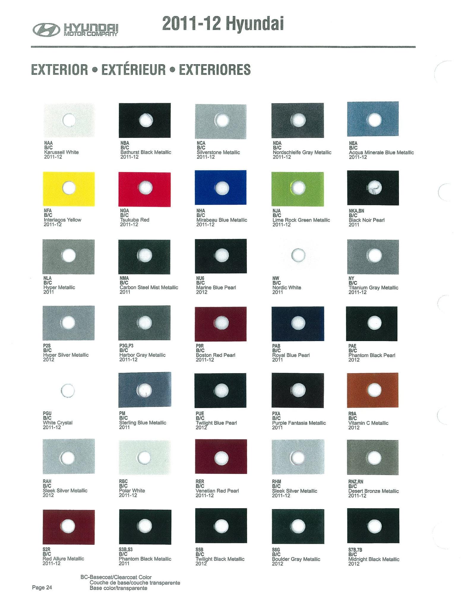 Hyundai Paint Codes & Color Charts